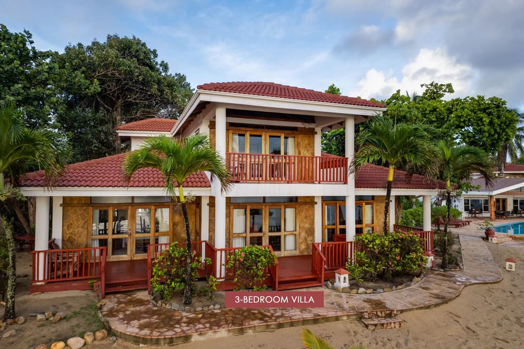 Ocean Front Three Bedroom Villa with Three Baths Kitchen & Living Rm